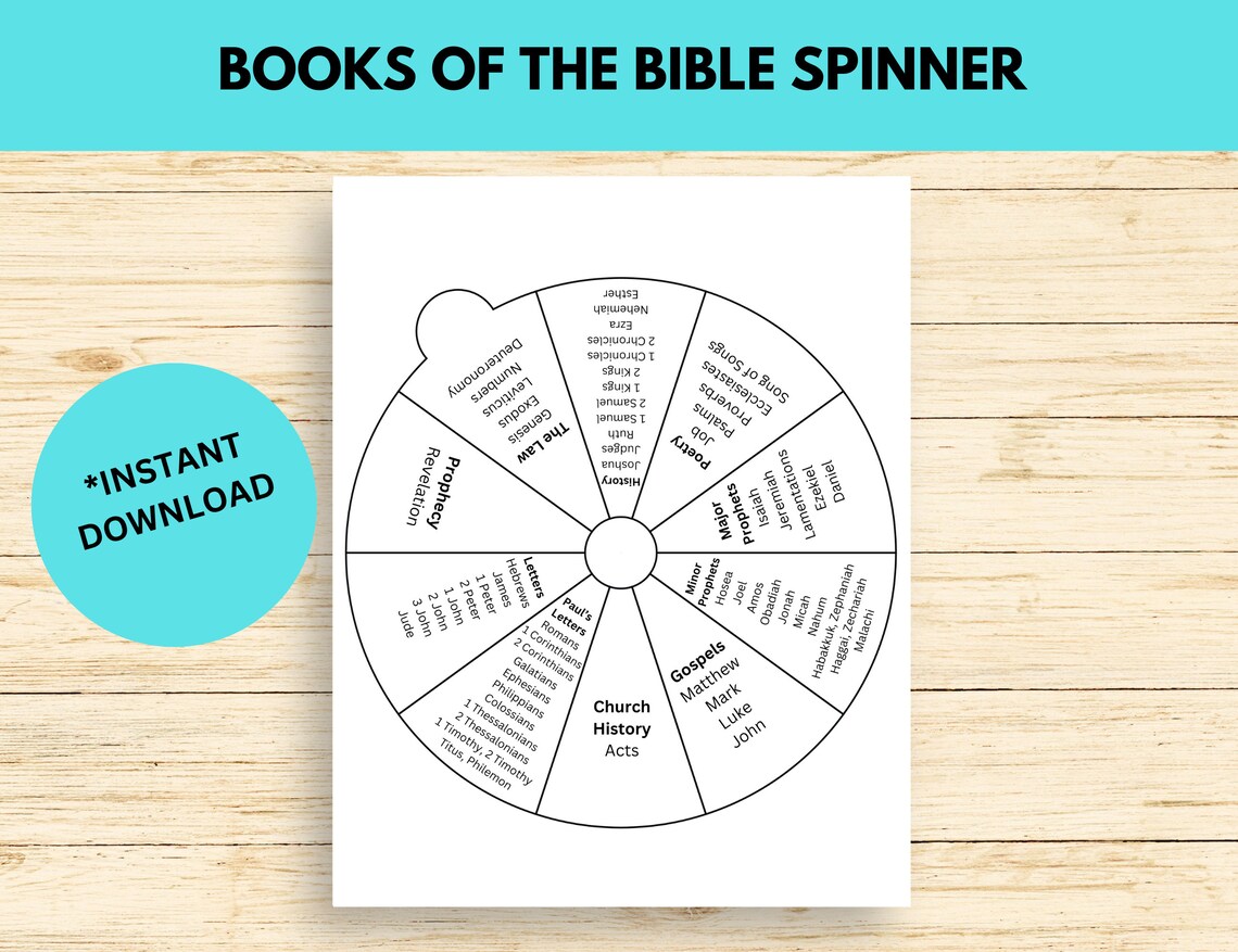 Books of the Bible Spinner, Books of the Bible Printable, Old and New ...