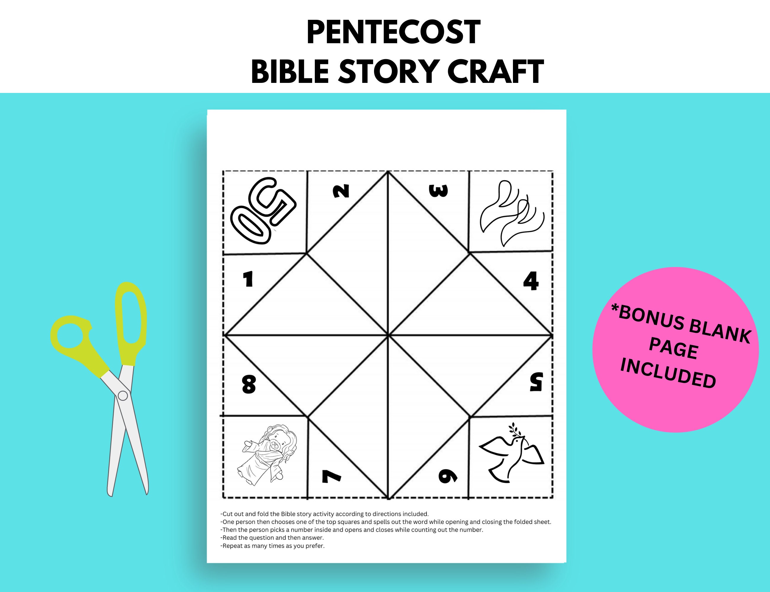 Pentecost Sunday School Craft, Bible Story Activity, Fortune Teller ...