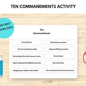 Ten Commandments Bible Story Activity, Ten Commandments Craft, Sunday ...