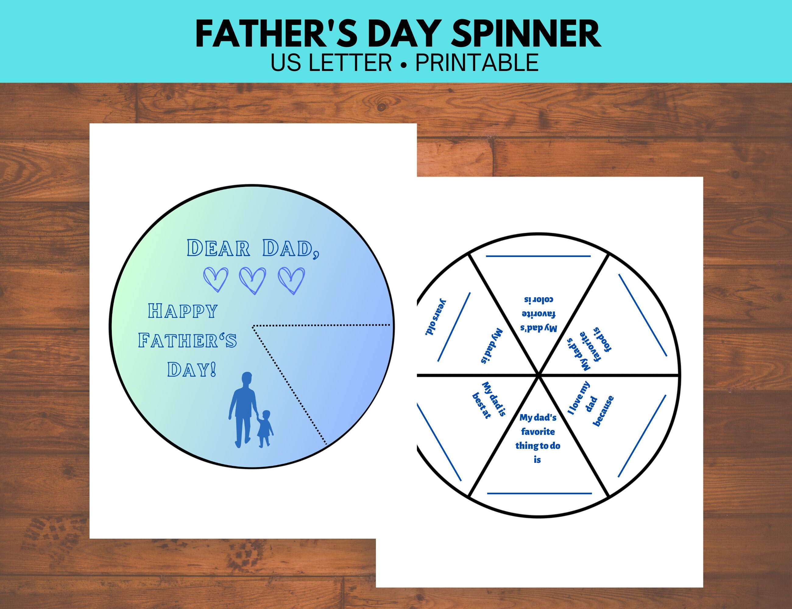 Father's Day Craft, Fathers Day Card, Dad's Day Spinner Card, Fun Dad ...