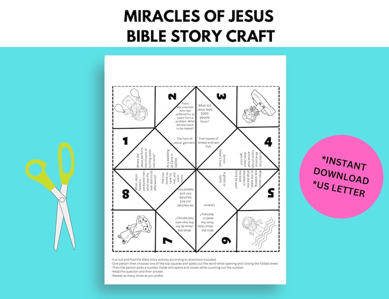 Jesus Miracles Sunday School Craft, Bible Story Activity, Fortune ...