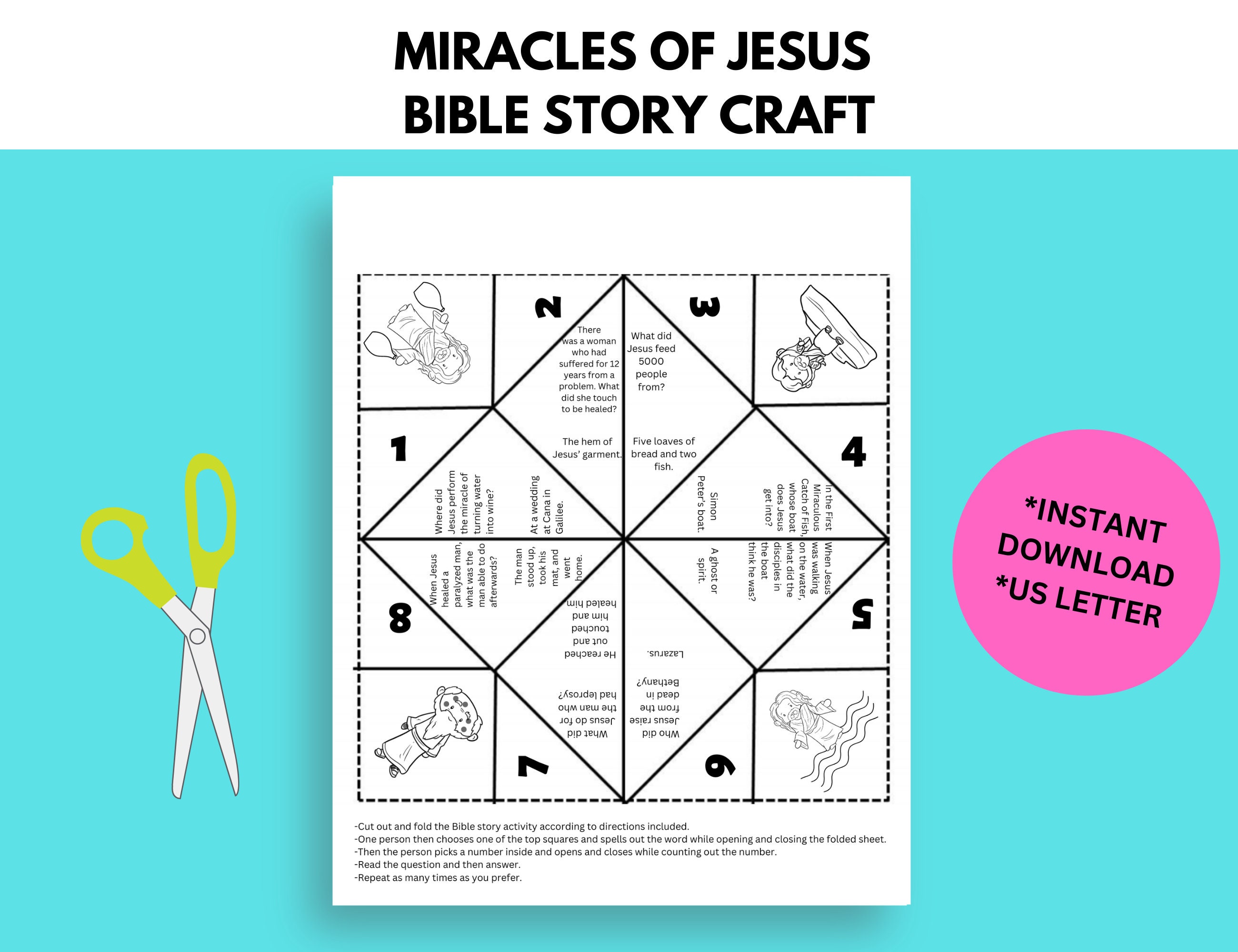 Jesus Miracles Sunday School Craft, Bible Story Activity, Fortune ...