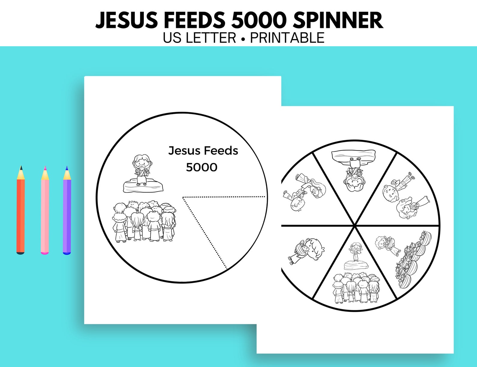 Jesus Feeds 5000 Spinner, Jesus Feeds the Multitudes Bible Story ...