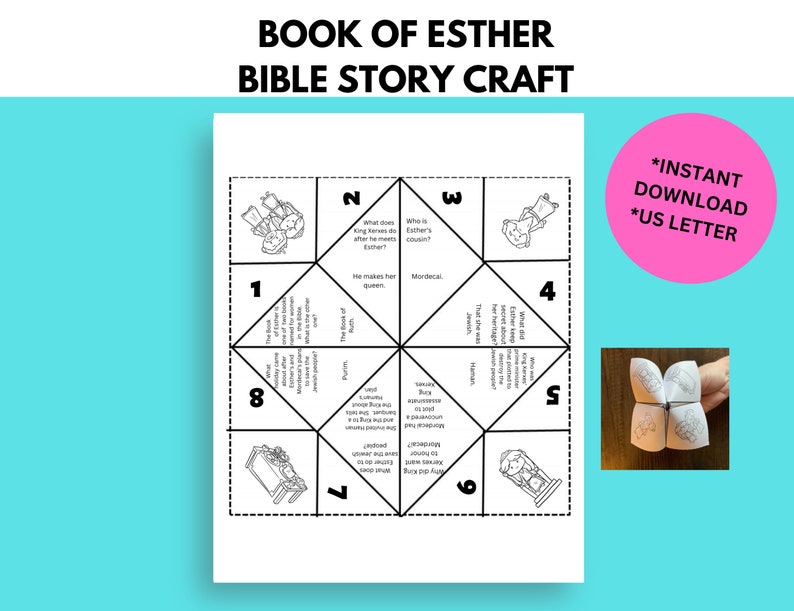 Book of Esther Bible Story Activity, Sunday School Craft, Fortune ...