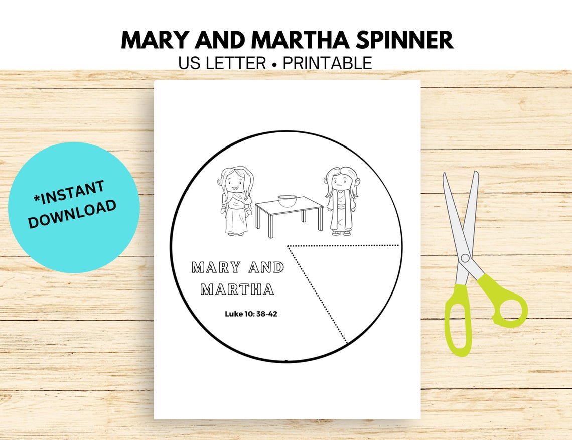 Mary and Martha Bible Story Activity, Sunday School Craft, Printable ...