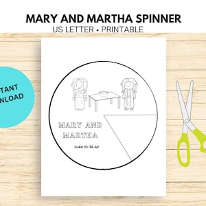 Mary and Martha Bible Story Activity, Sunday School Craft, Printable ...