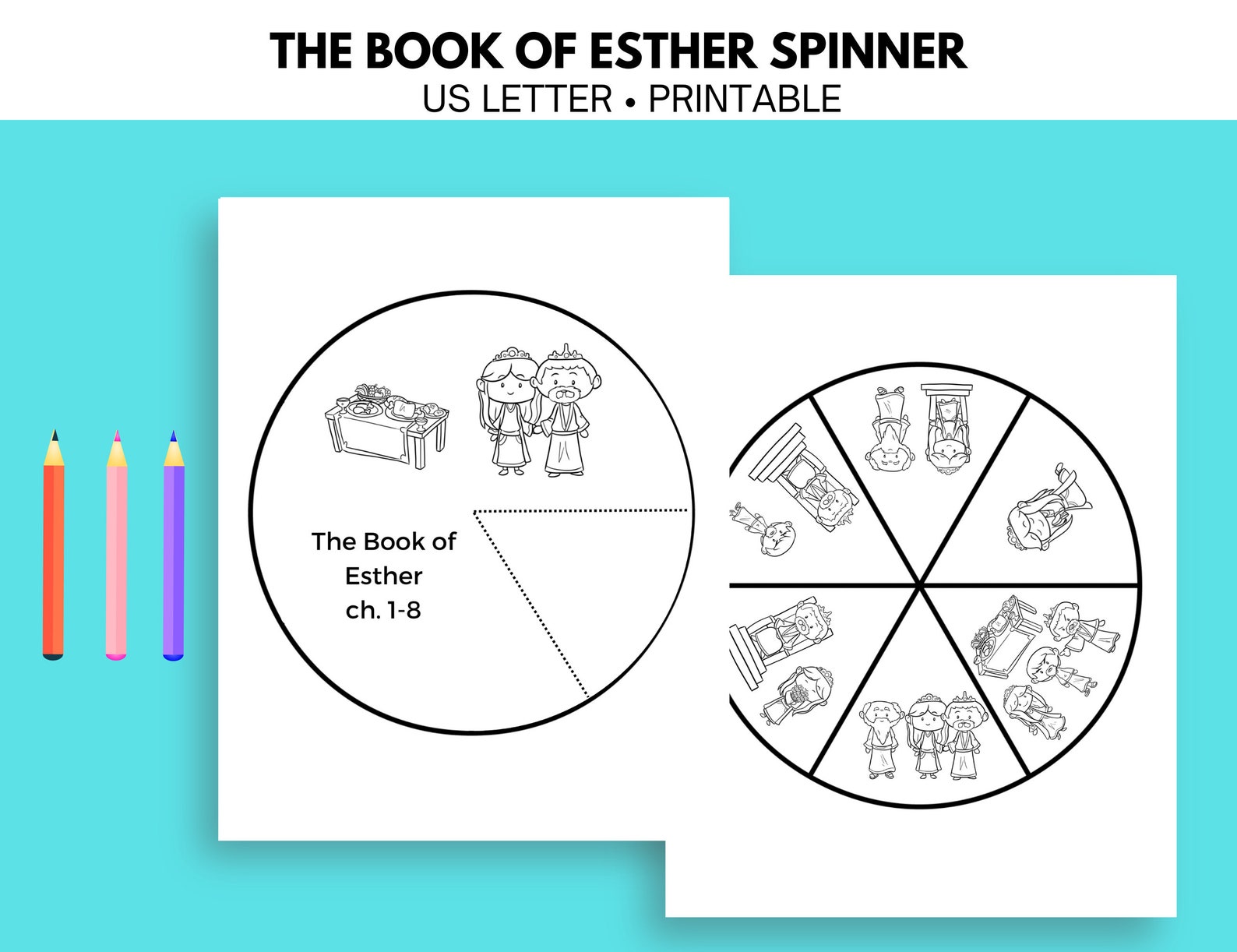 Book of Esther Spinner, Esther Bible Story, Sunday School Craft ...