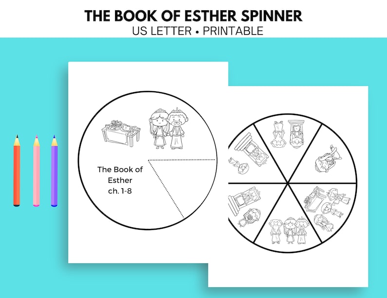 Book of Esther Spinner, Esther Bible Story, Sunday School Craft ...