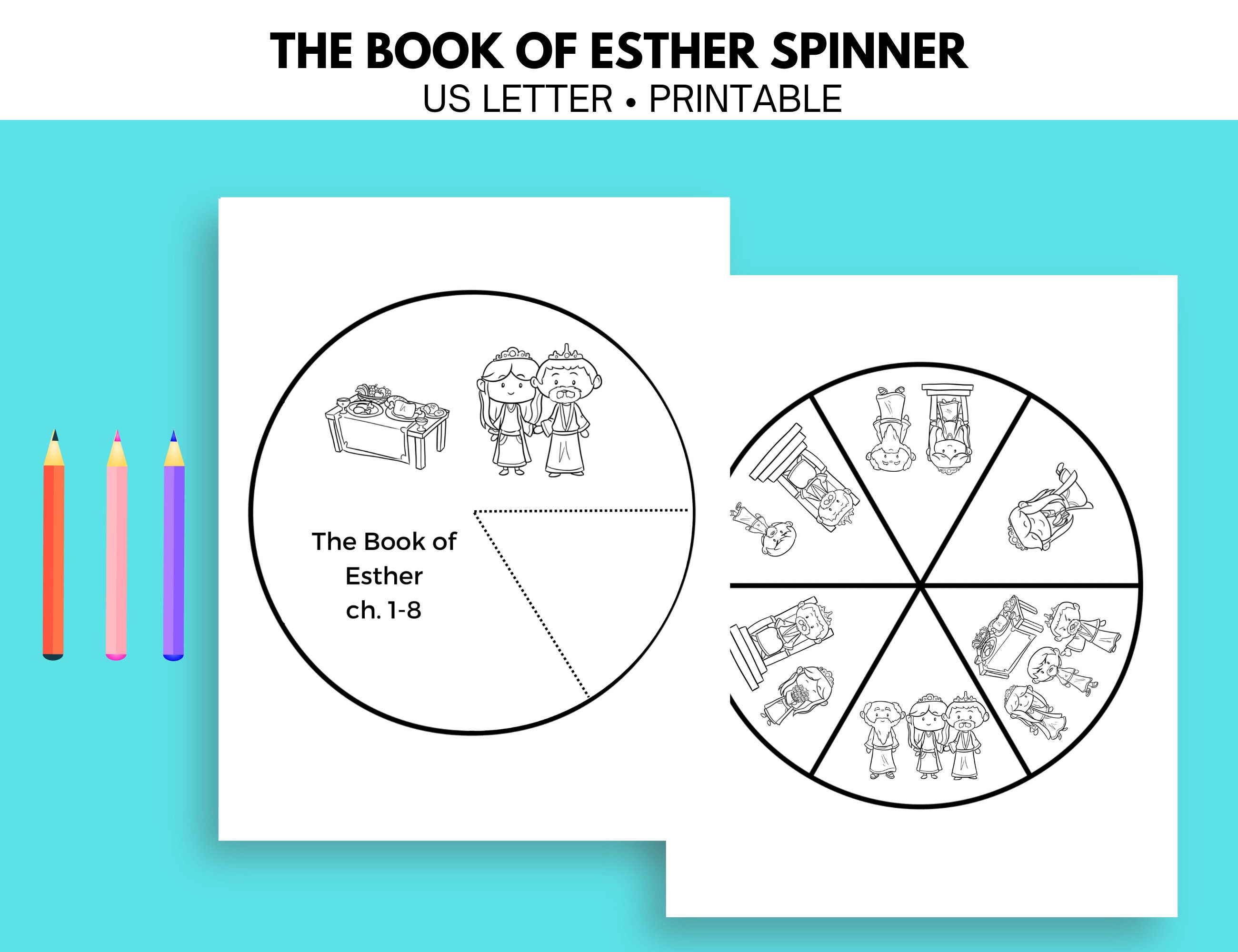 Book of Esther Spinner, Esther Bible Story, Sunday School Craft ...