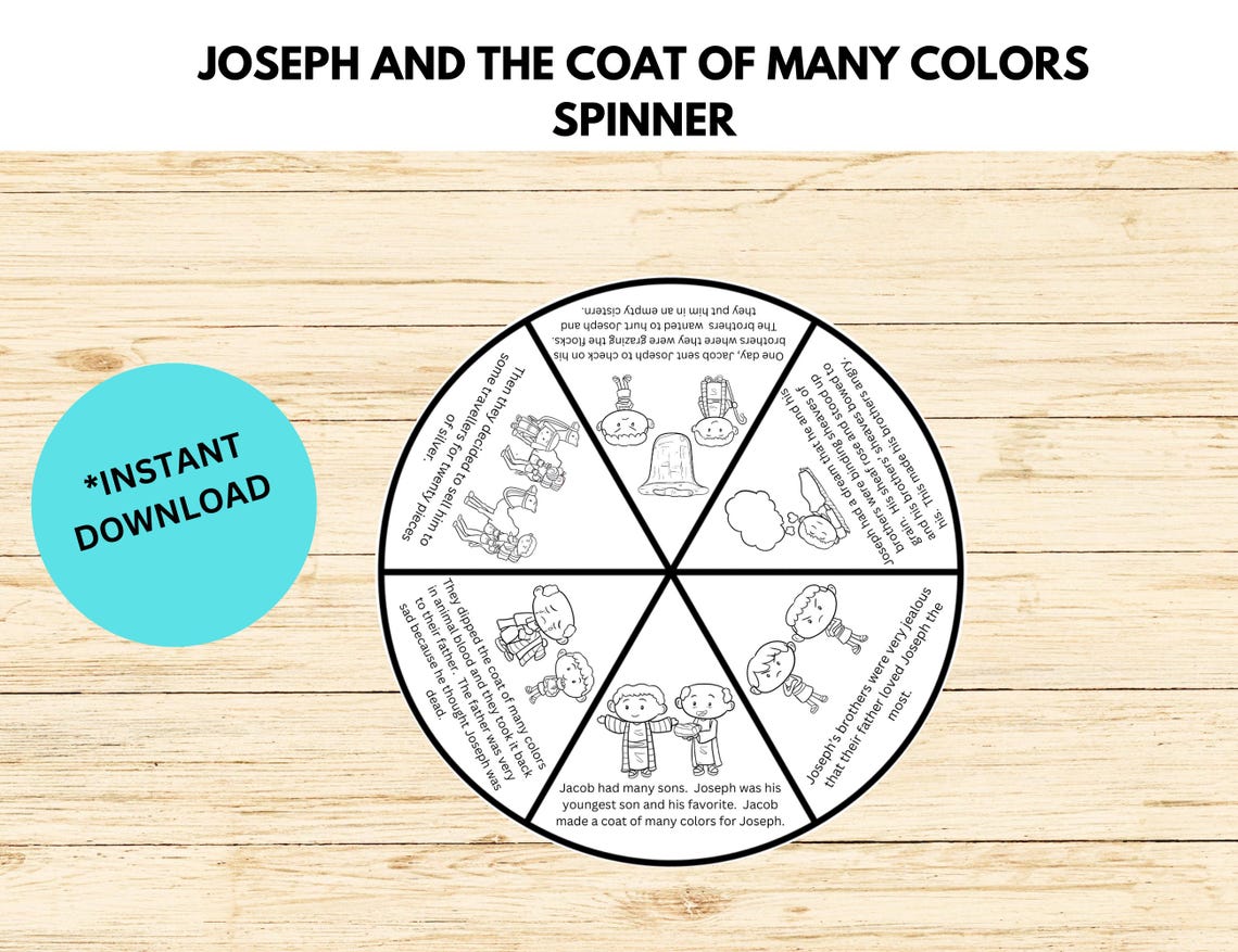 Joseph Coat of Many Colors Spinner, Bible Story, Sunday School Craft ...