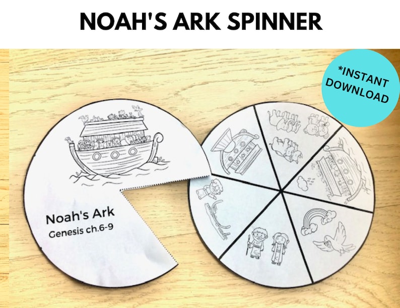 Noah's Ark Spinner, Noah's Ark Bible Story, Sunday School Craft ...