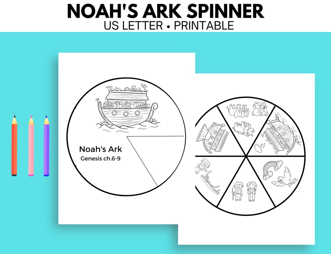 Noah's Ark Spinner, Noah's Ark Bible Story, Sunday School Craft ...