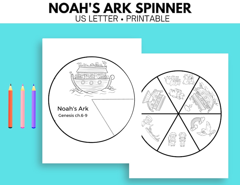Noah's Ark Spinner, Noah's Ark Bible Story, Sunday School Craft ...