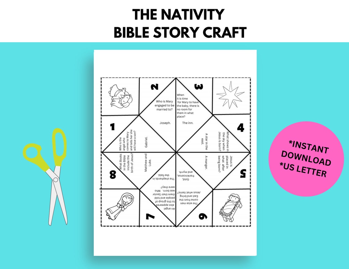 Christmas Nativity Bible Story Activity, Sunday School Craft, Fortune ...