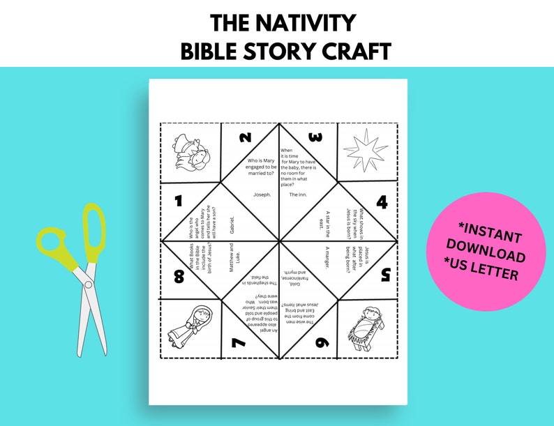 Christmas Nativity Bible Story Activity, Sunday School Craft, Fortune ...