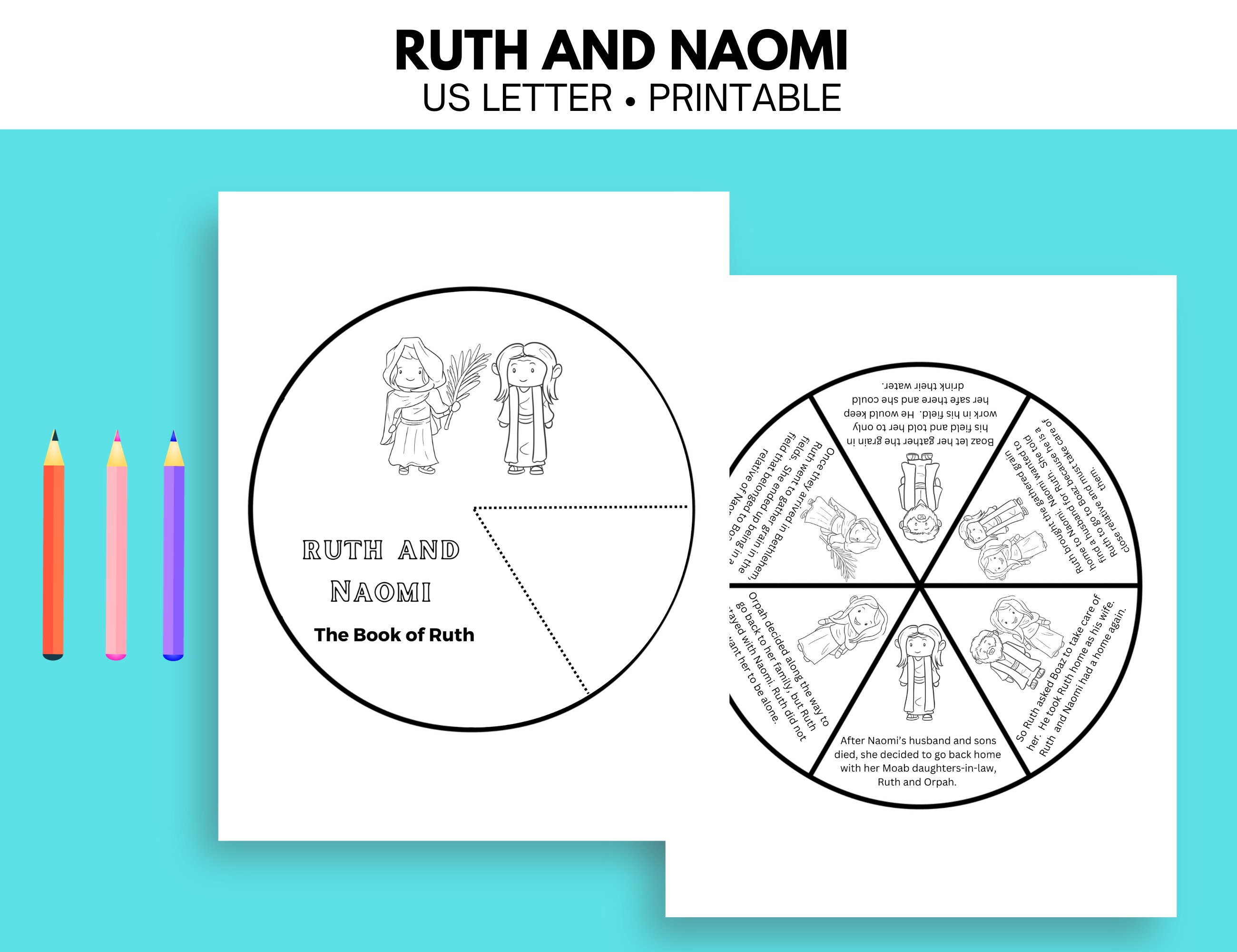 Ruth and Naomi Spinner, Bible Story Craft, Sunday School Lesson, Book ...