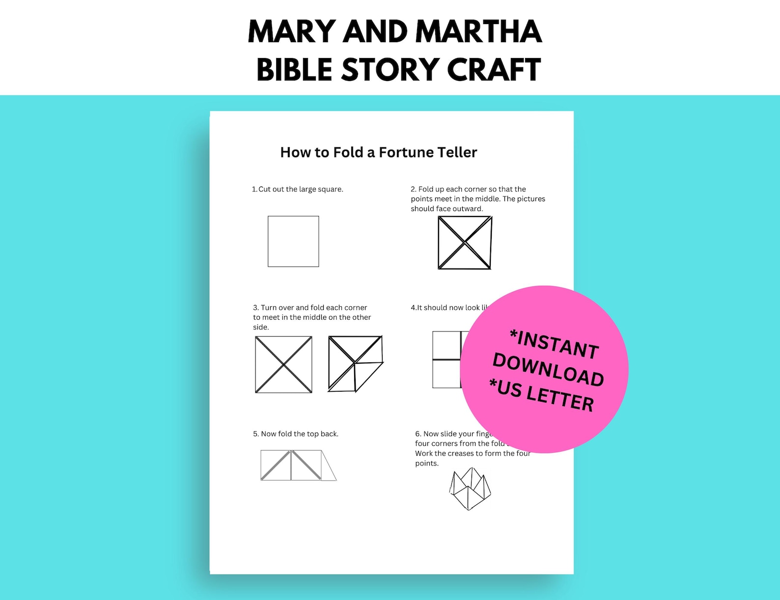 Mary and Martha Bible Story Activity, Sunday School Craft, Fortune ...