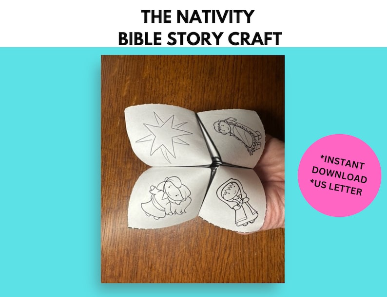 Christmas Nativity Bible Story Activity, Sunday School Craft, Fortune ...