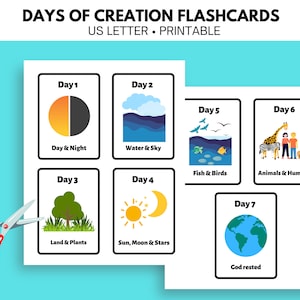 Days of Creation Flashcards, Sunday School Lesson, Bible Story Activity ...