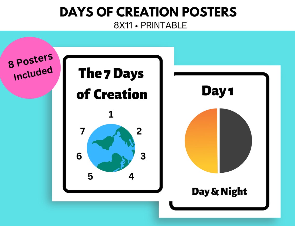 Days of Creation Posters, Sunday School Lesson, Classroom Posters ...