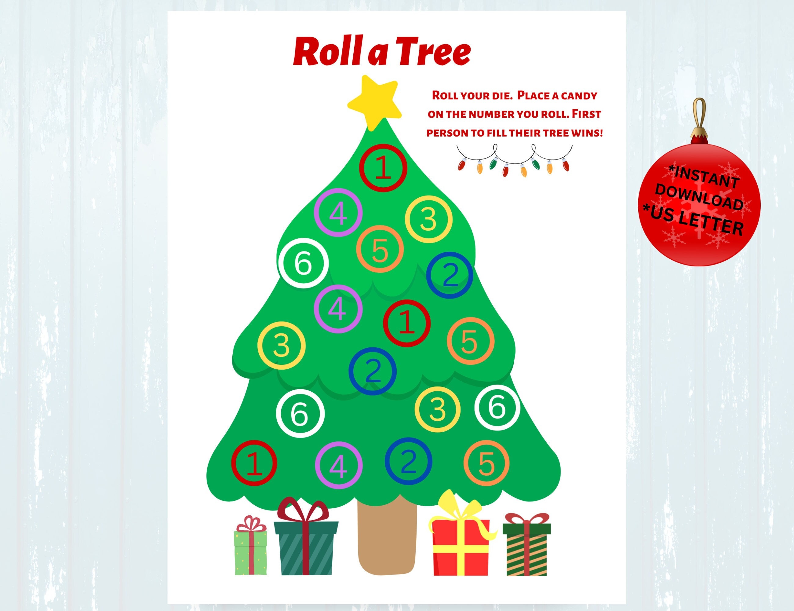 Roll A Christmas Tree Game, Christmas Kids Table Game, Christmas Family ...