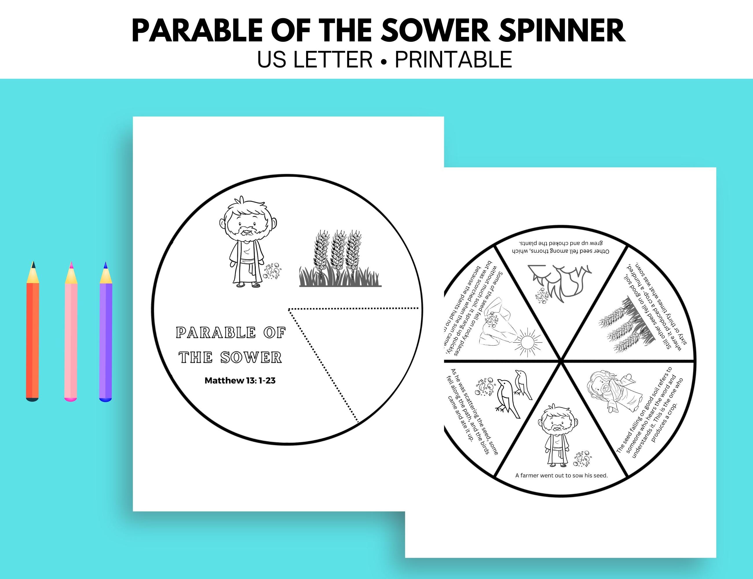 Parable of the Sower Bible Story Activity, Sunday School Craft, Spinner ...