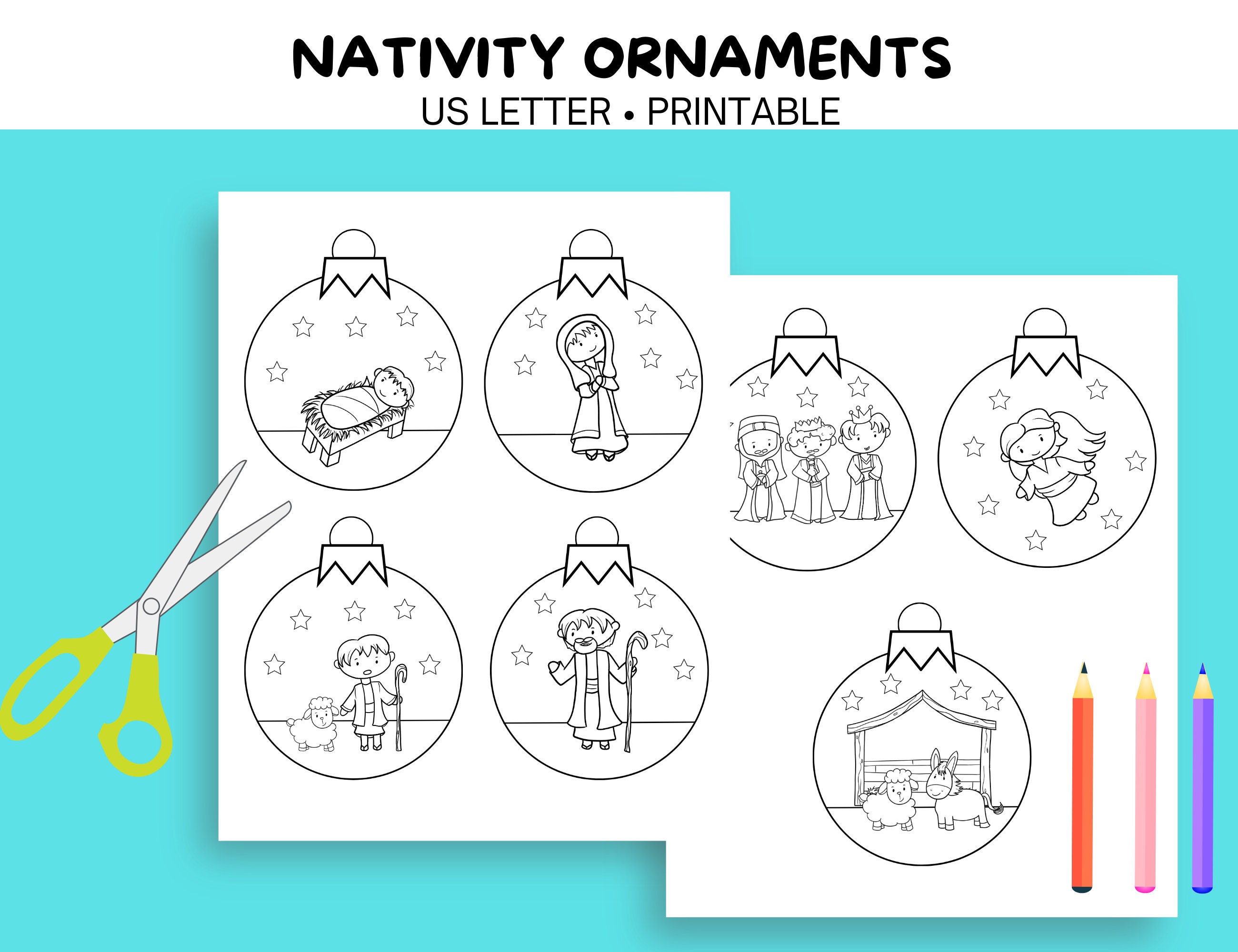 Nativity Ornaments, Christmas Ornaments, Printable Ornaments, Sunday ...
