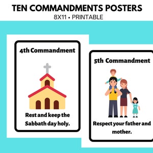 Ten Commandments Posters, Sunday School Lesson, Classroom Posters ...
