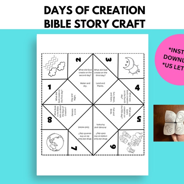 Days of Creation Bible Story Activity, Sunday School Craft, Fortune ...