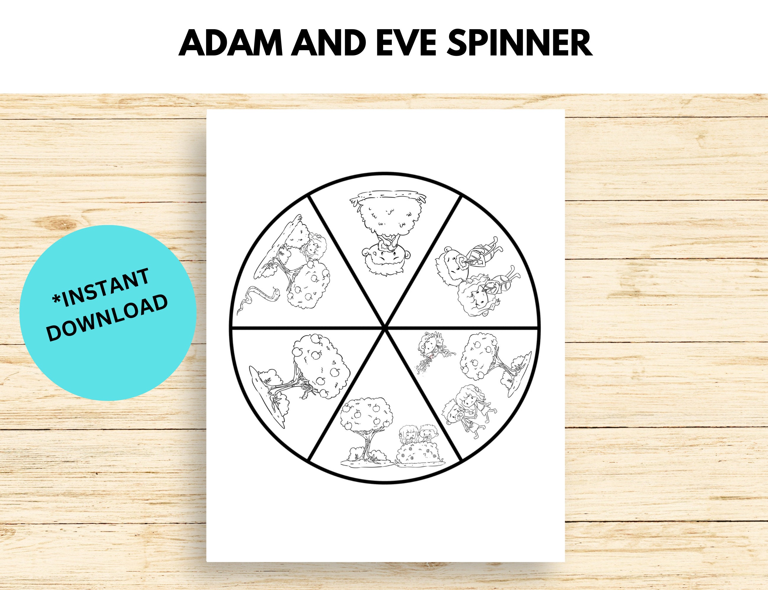 Adam and Eve Spinner, Garden of Eden Bible Story, Sunday School Craft, Vacation Bible School ...