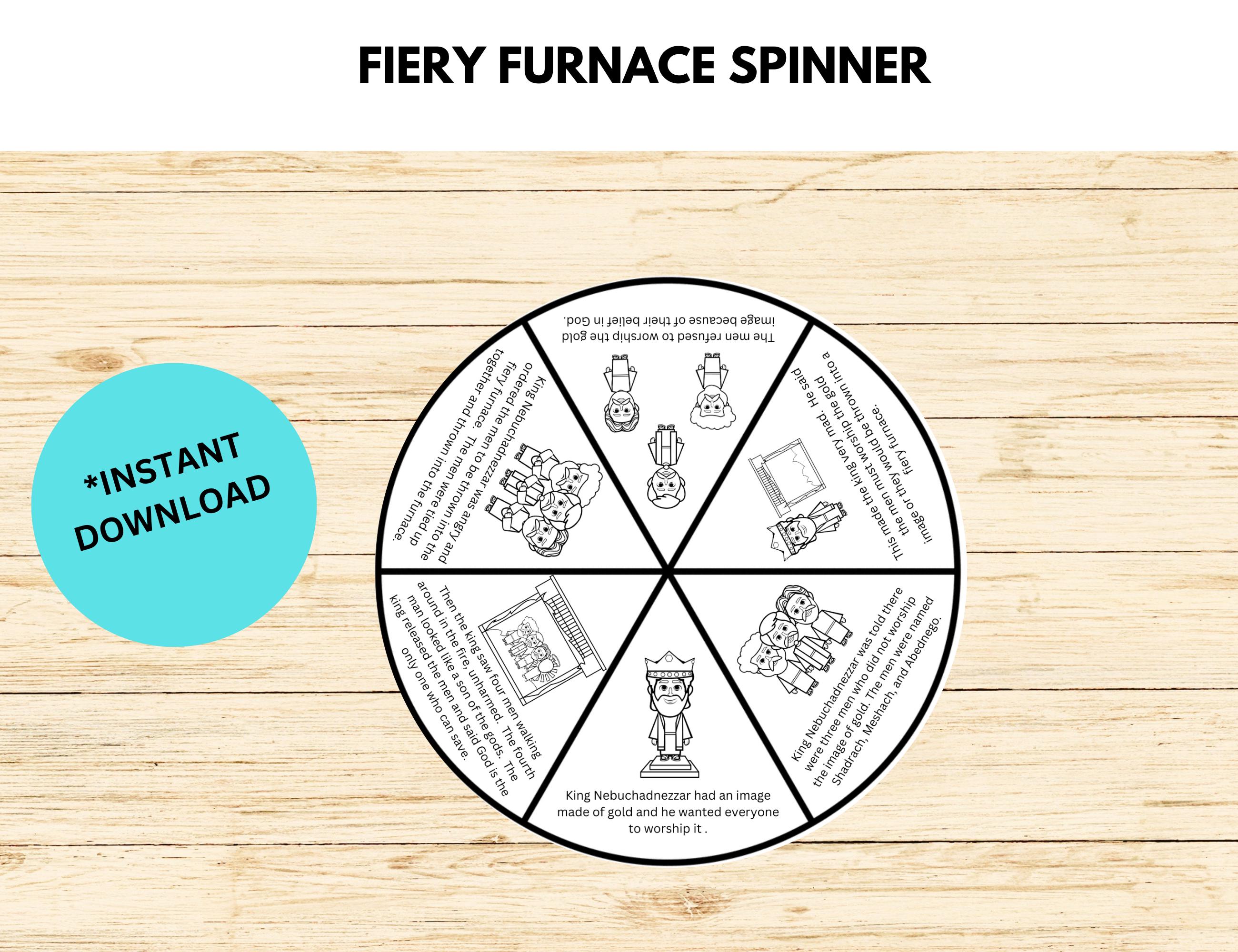 Fiery Furnace Printable Spinner, Bible Story Activity, Sunday School ...