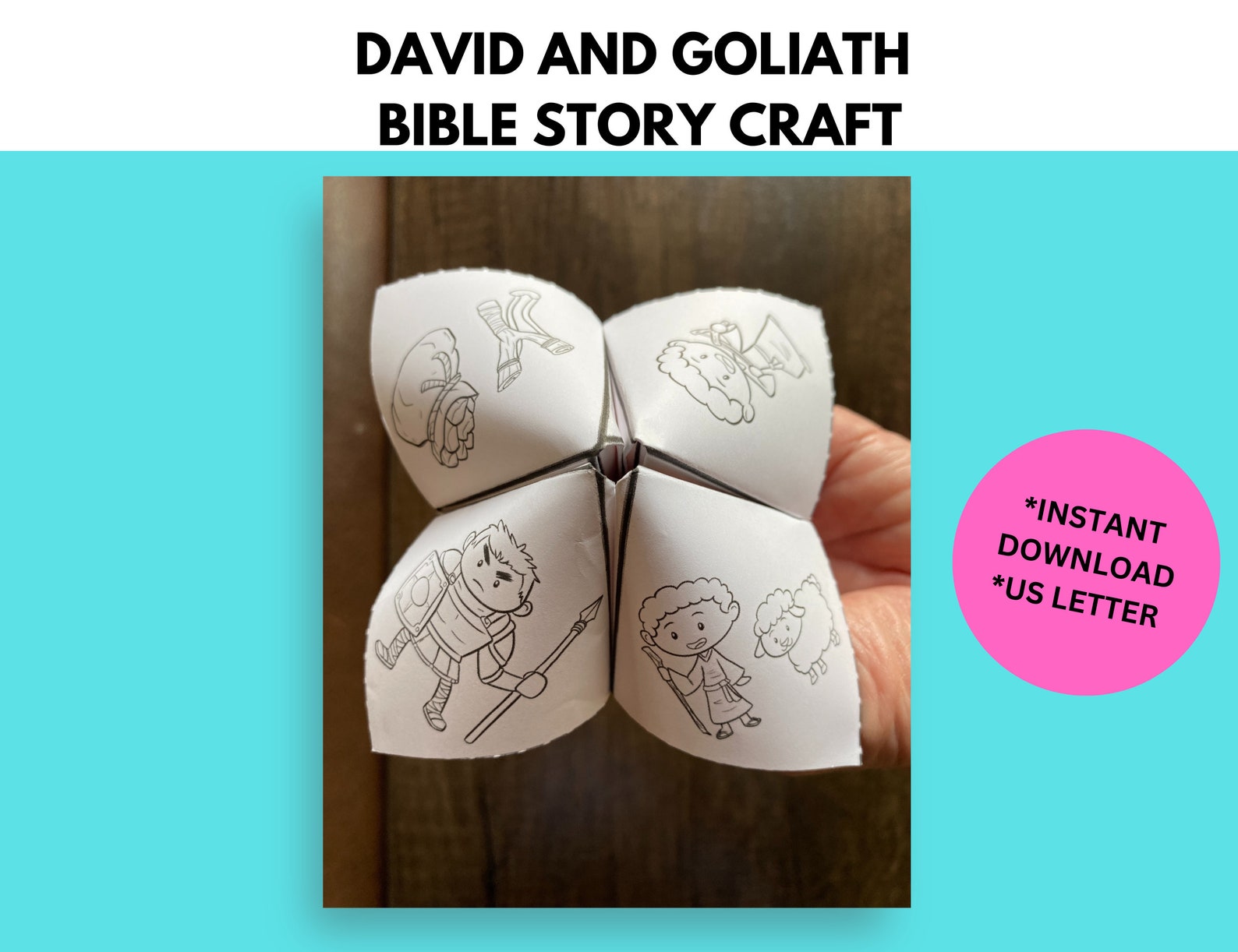 David and Goliath Bible Story Activity, Sunday School Craft, Fortune ...
