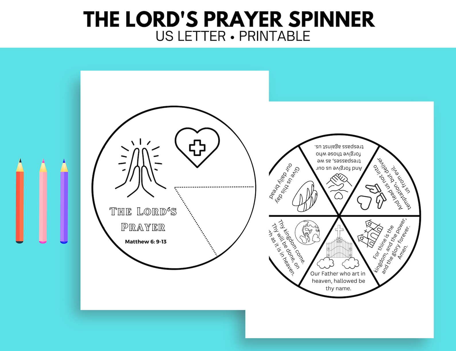 The Lord's Prayer Activity, Sunday School Craft, Lord's Prayer Spinner ...