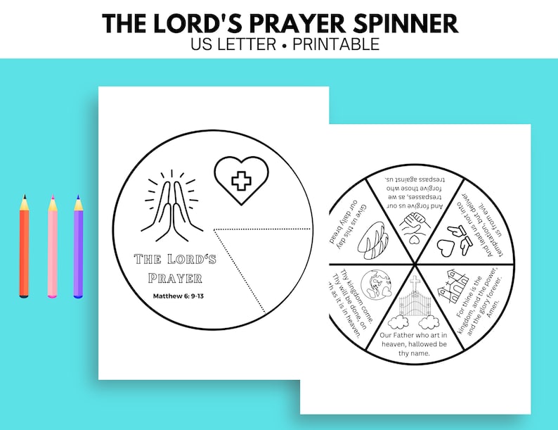 The Lord's Prayer Activity, Sunday School Craft, Lord's Prayer Spinner ...