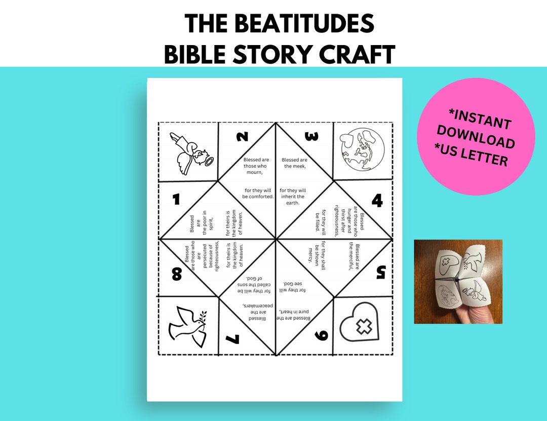 Beatitudes Bible Story Activity, Sunday School Craft, Fortune Teller ...
