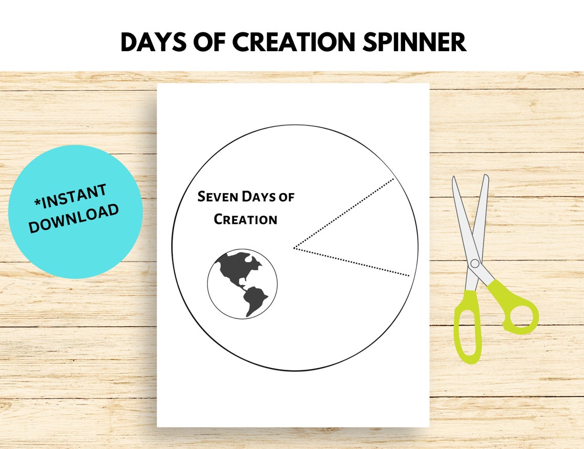 7 Days of Creation Spinner, Days of Creation Bible Story, Sunday School ...