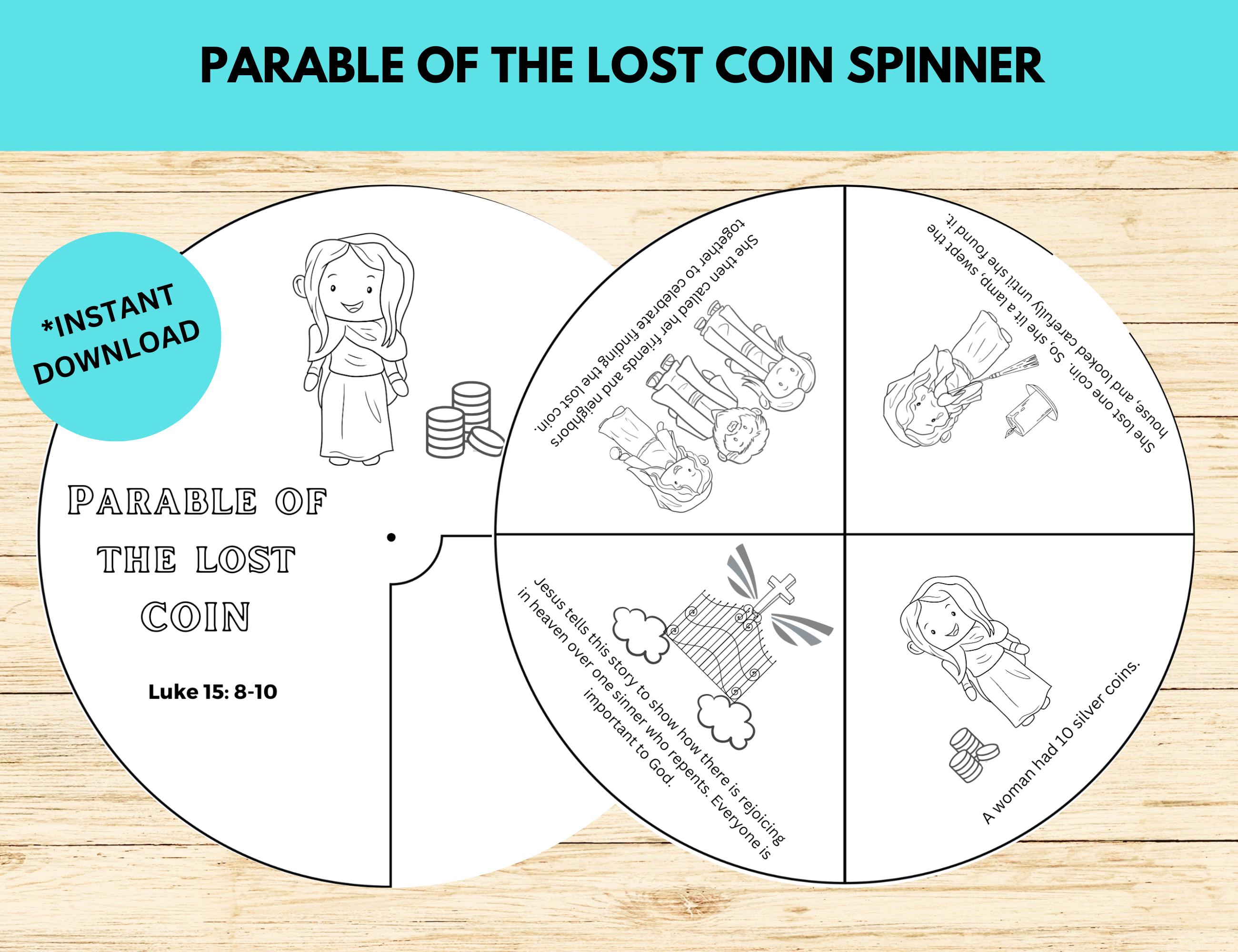 Parable of the Lost Coin Spinner, Bible Story, Sunday School Craft ...