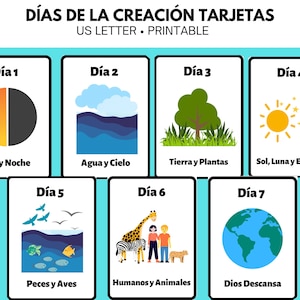 Spanish Days of Creation Flashcards, Bible Story Craft, Sunday School ...