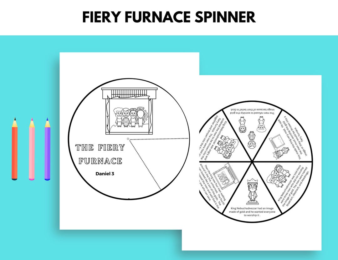 Fiery Furnace Printable Spinner, Bible Story Activity, Sunday School ...