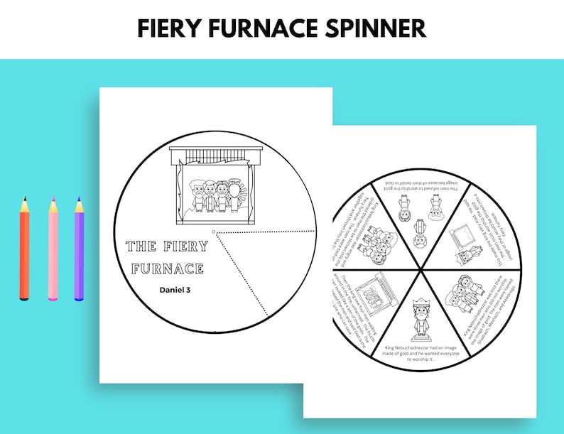 Fiery Furnace Printable Spinner, Bible Story Activity, Sunday School ...