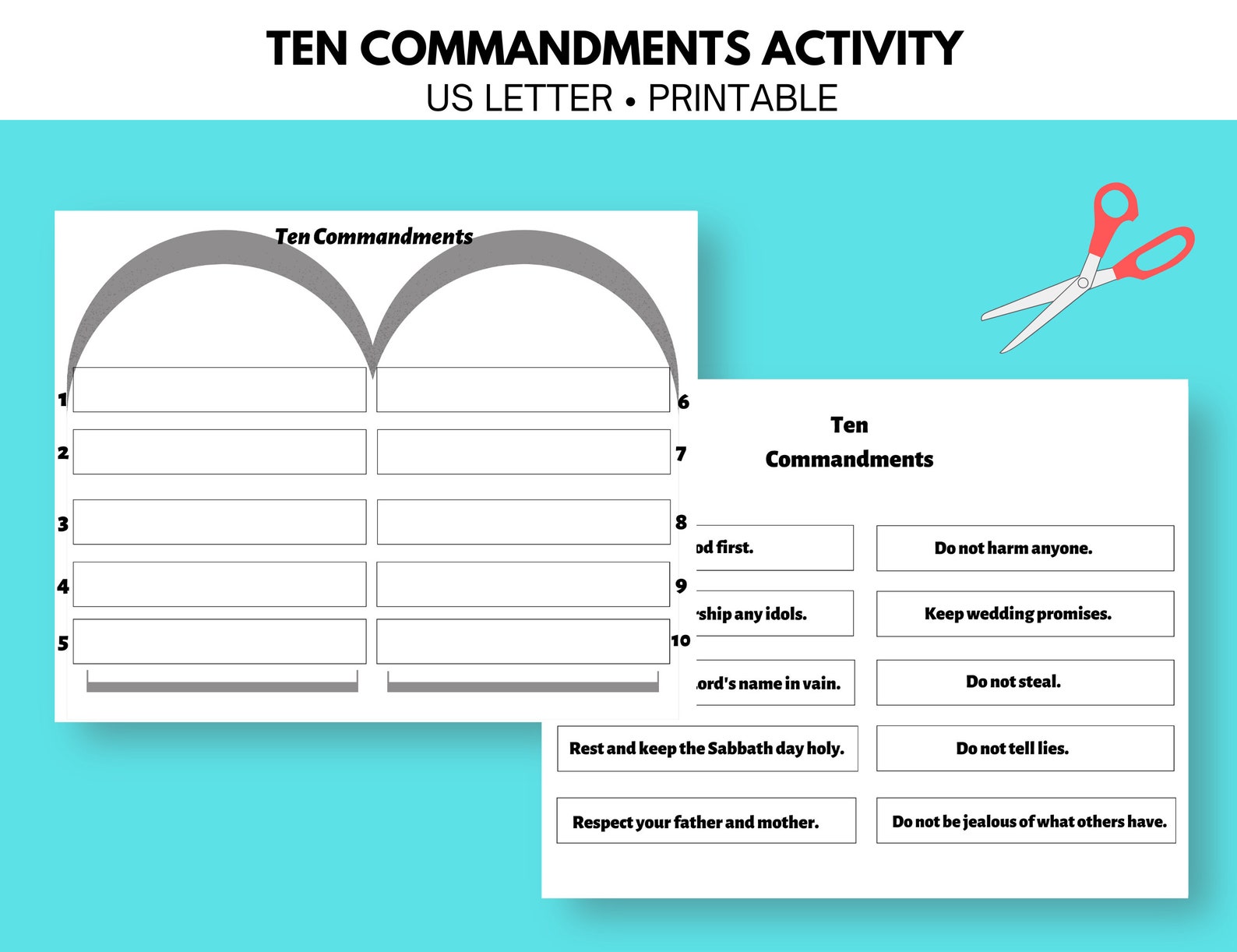 Ten Commandments Bible Story Activity, Ten Commandments Craft, Sunday ...