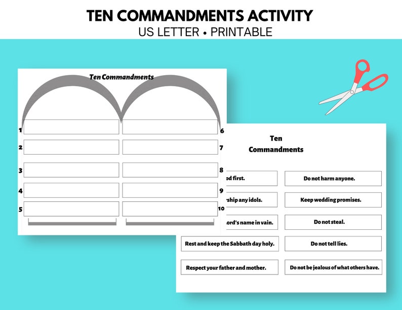 Ten Commandments Bible Story Activity, Ten Commandments Craft, Sunday ...