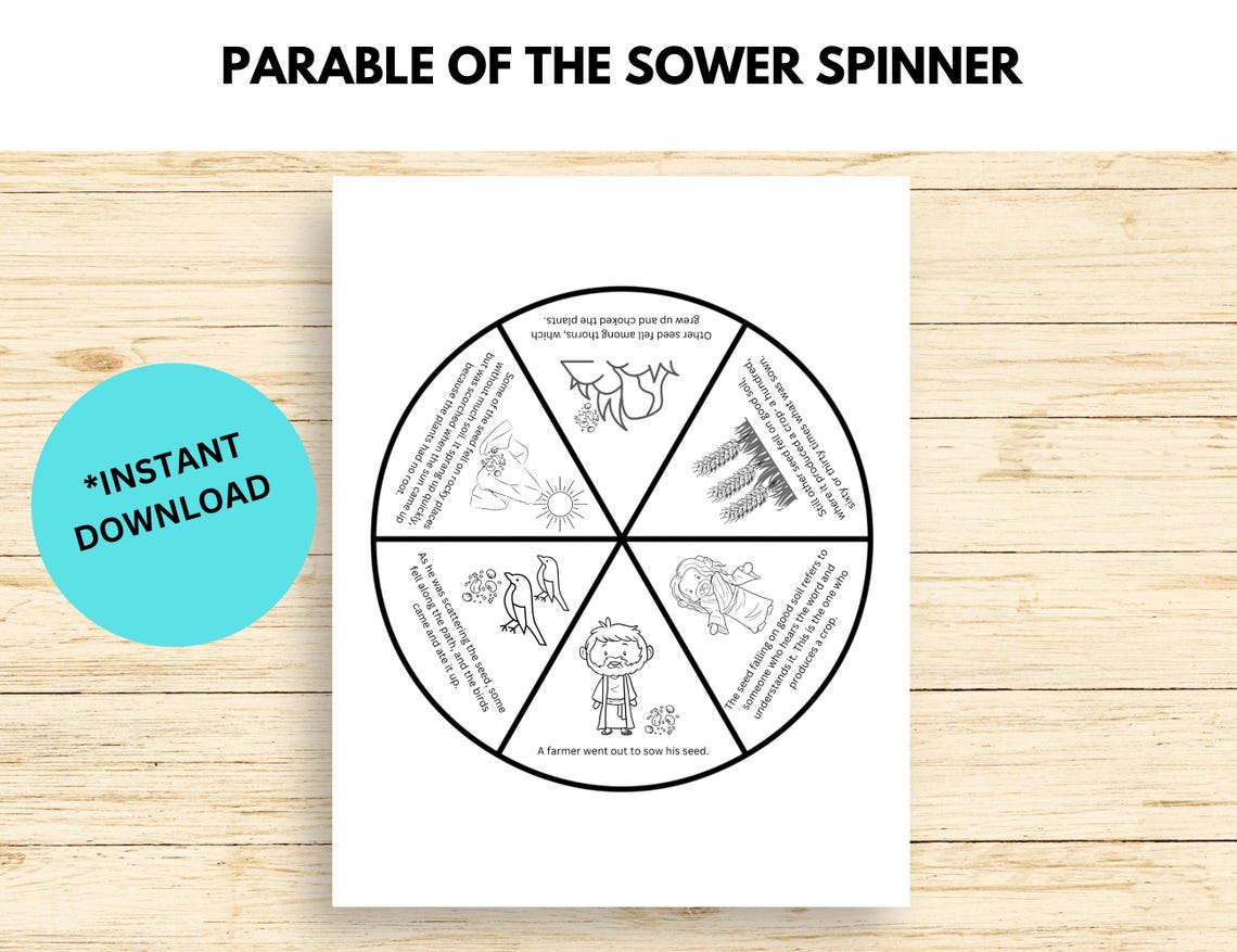 Parable of the Sower Bible Story Activity, Sunday School Craft, Spinner ...
