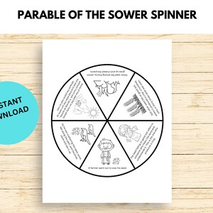Parable of the Sower Bible Story Activity, Sunday School Craft, Spinner ...