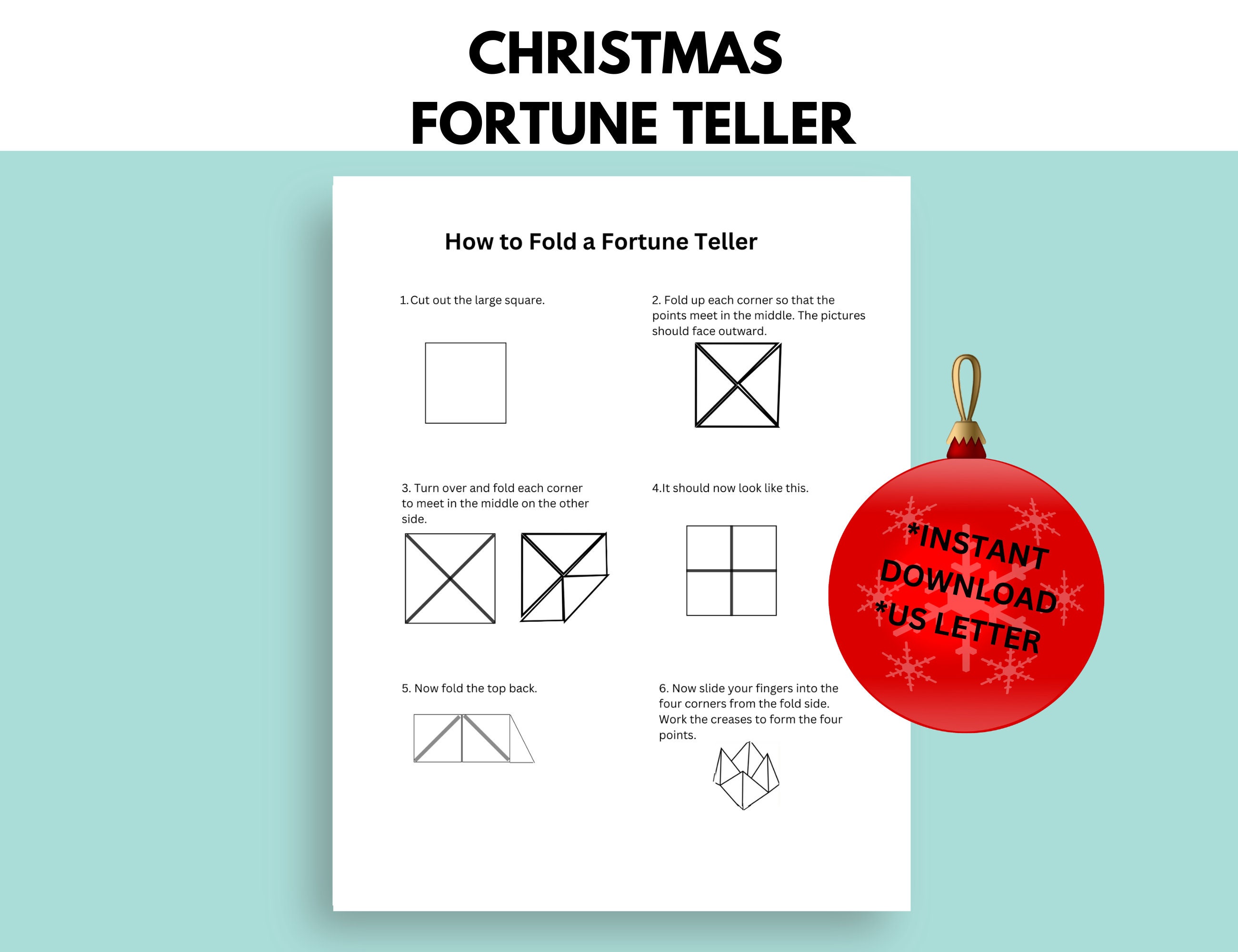 Christmas Cootie Catcher, Christmas Fortune Teller, Christmas Printable ...