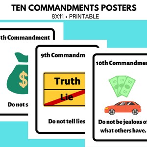Ten Commandments Posters, Sunday School Lesson, Classroom Posters ...