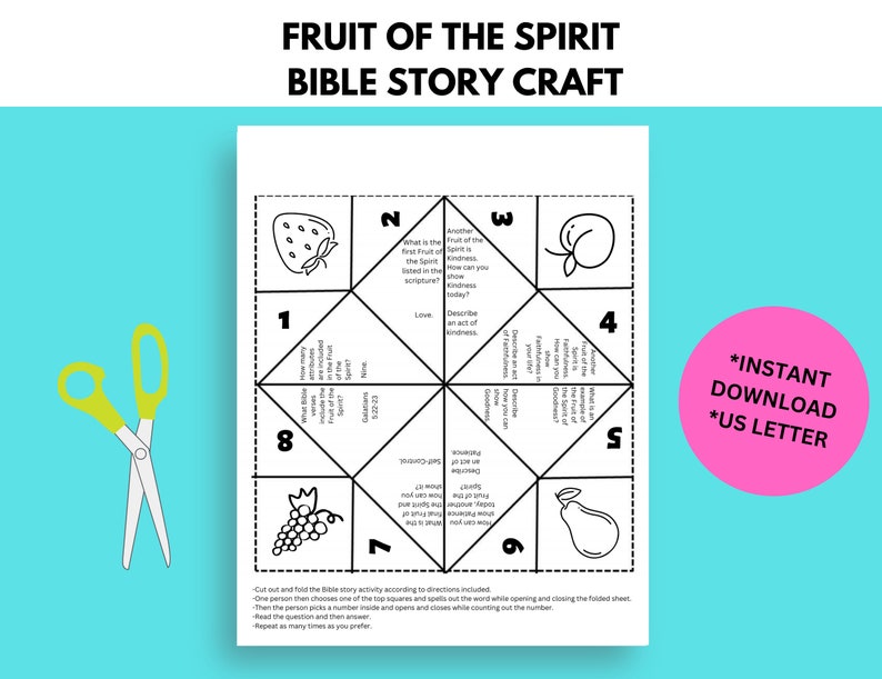 Fruit of the Spirit Printable, Fortune Teller, Cootie Catcher, Sunday ...