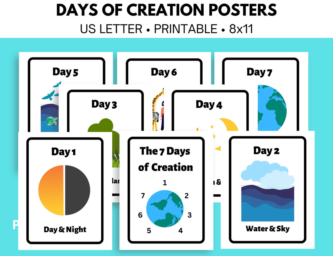 Days of Creation Posters, Sunday School Lesson, Classroom Posters ...