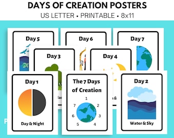 Days of Creation Flashcards, Sunday School Lesson, Bible Story Activity ...