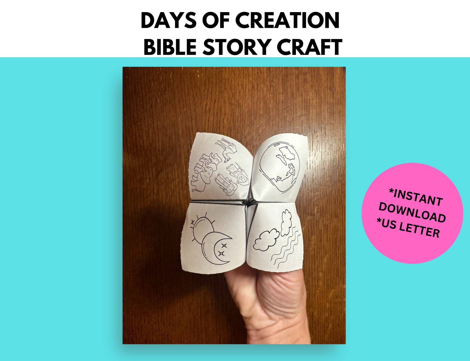 Days of Creation Bible Story Activity, Sunday School Craft, Fortune ...